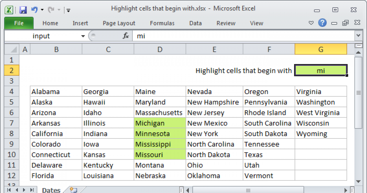 Highlight Cells That Begin With Excel Formula Exceljet